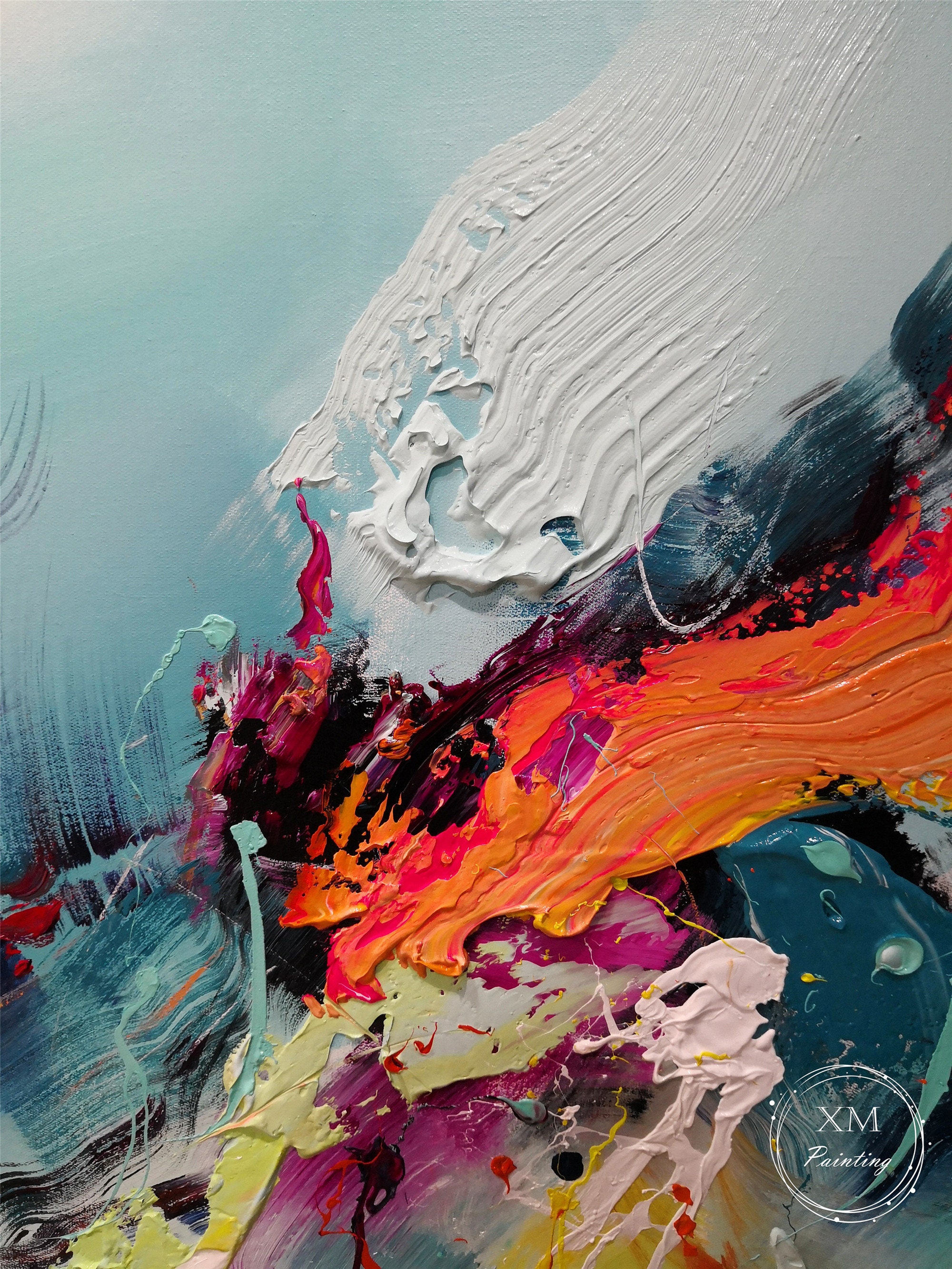 Blue Color Abstract Painting Canvas Wall Art Picture for - Etsy