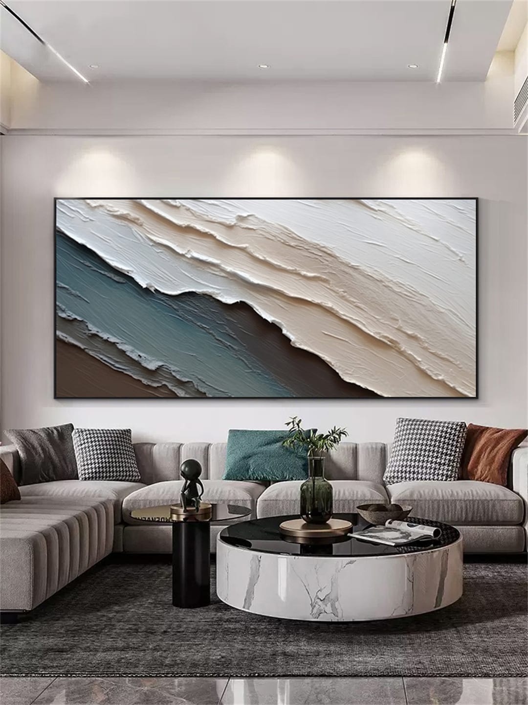 Large Abstract Painting on Canvas 3D Texture Framed Acrylic Wall ...