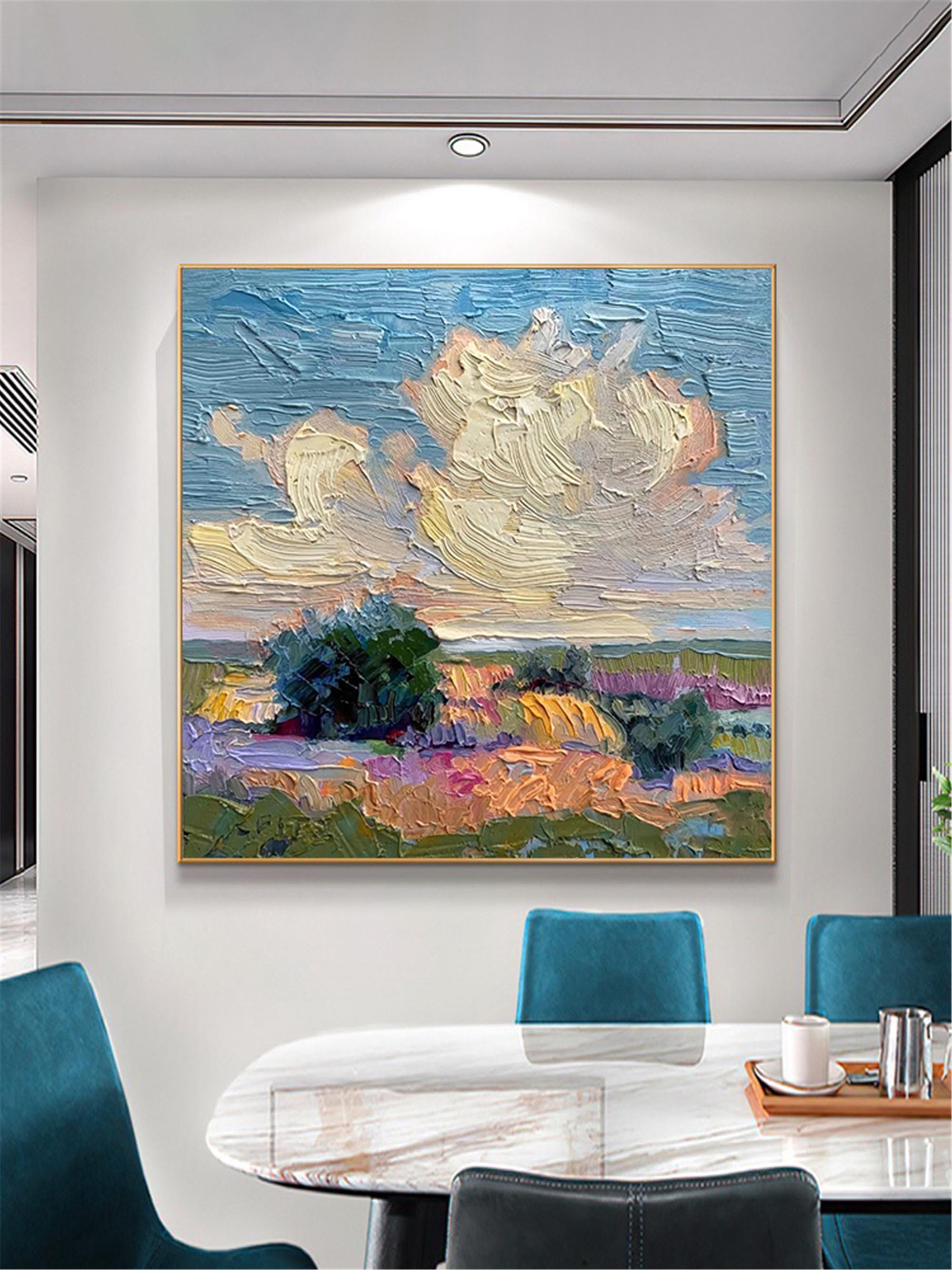 Textured Landscape Painting, Original Acrylic Art, Framed Canvas Wall ...