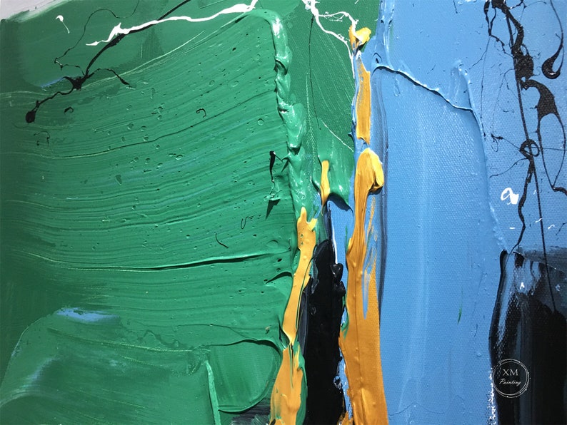 2 Pieces Green Color Abstract Painting Framed Canvas Wall Art - Etsy