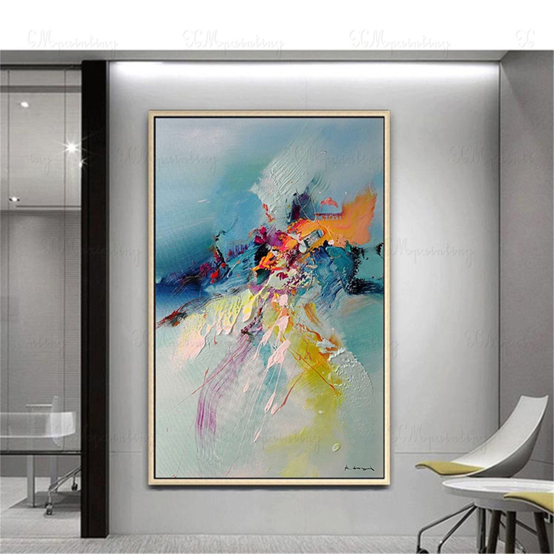 Blue Color Abstract Painting Canvas Wall Art Picture for - Etsy