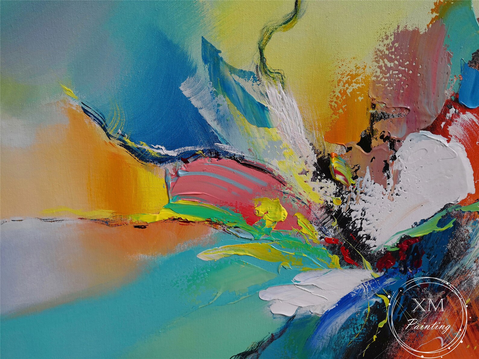 Orange Acrylic Abstract Painting Canvas Wall Art Picture for - Etsy UK