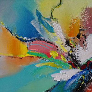 Orange Acrylic Abstract Painting Canvas Wall Art Picture for Living ...