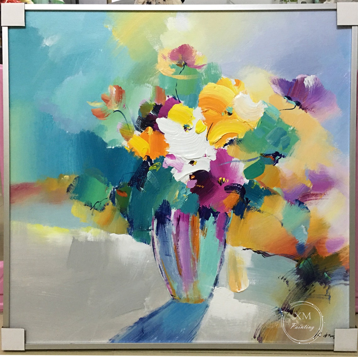 Original Acrylic Flower Abstract Painting on Canvas Wall Art - Etsy