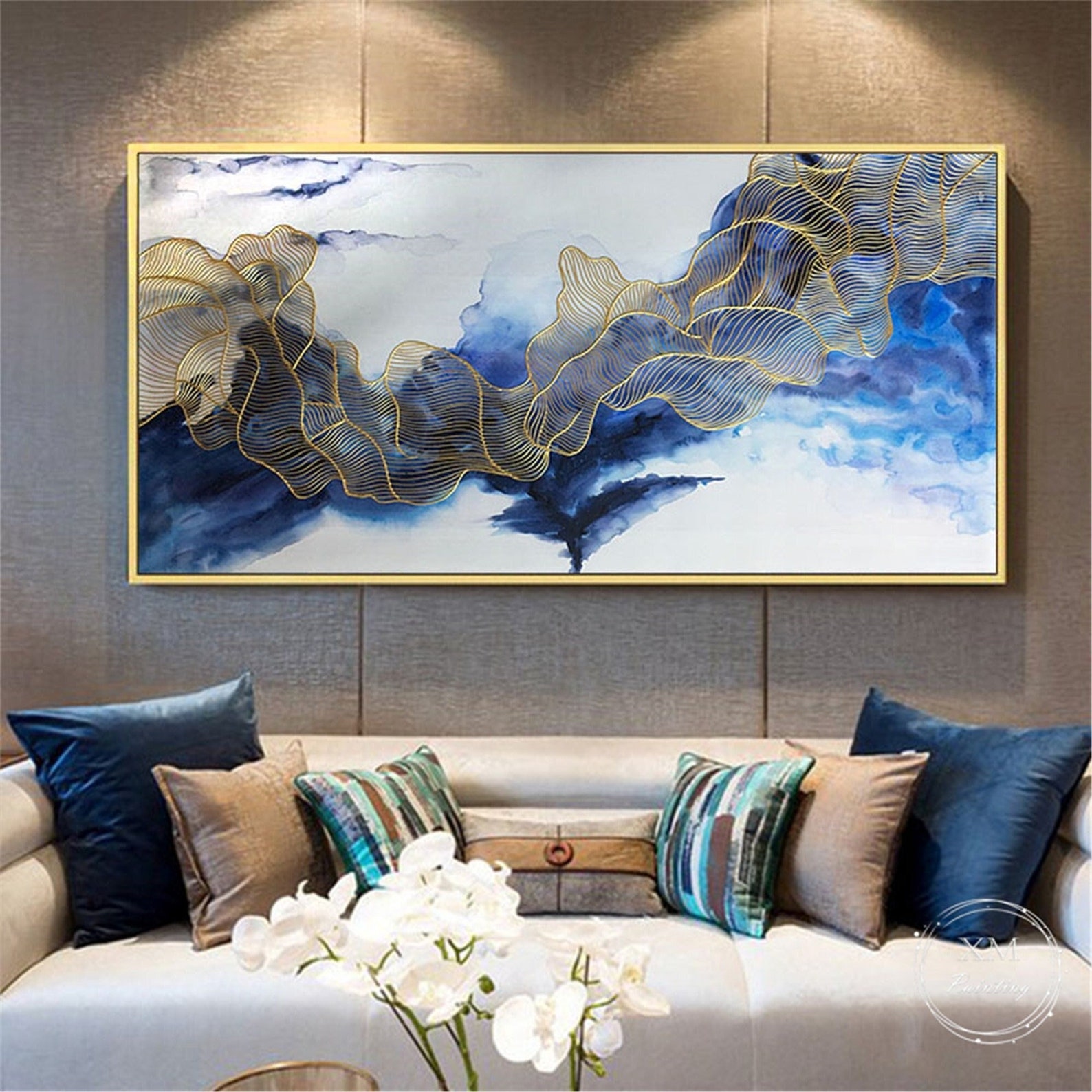 Gold Lines Abstract Painting on Canvas Original Wall Art Decor - Etsy