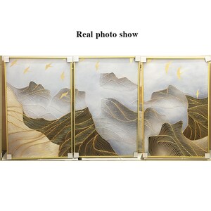 3 Stück Gold Linien abstrakte Malerei auf Leinwand Wand Kunst gerahmt für Wohnzimmer Wand Dekor ...