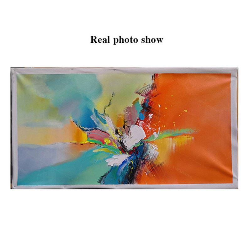 Orange Acrylic Abstract Painting Canvas Wall Art Picture for | Etsy