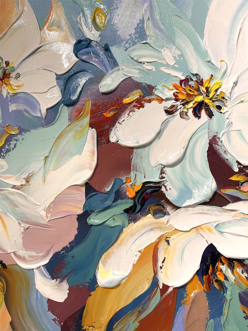 2 Pieces Abstract Flower Painting on Canvas Wall Art Framed - Etsy