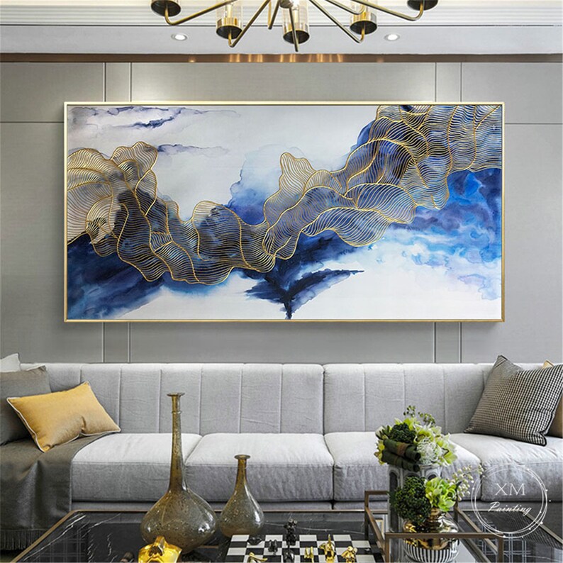 Gold Lines Abstract Painting on Canvas Original Wall Art Decor - Etsy