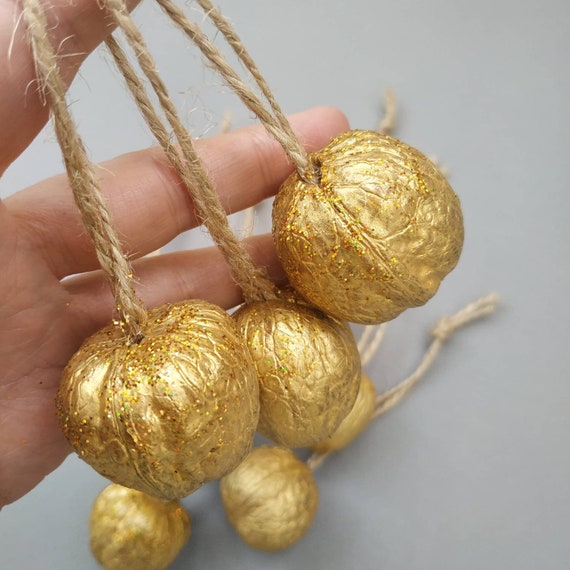 Walnut Ornaments Hand Painted Set of 10 Homemade Hanging - Etsy