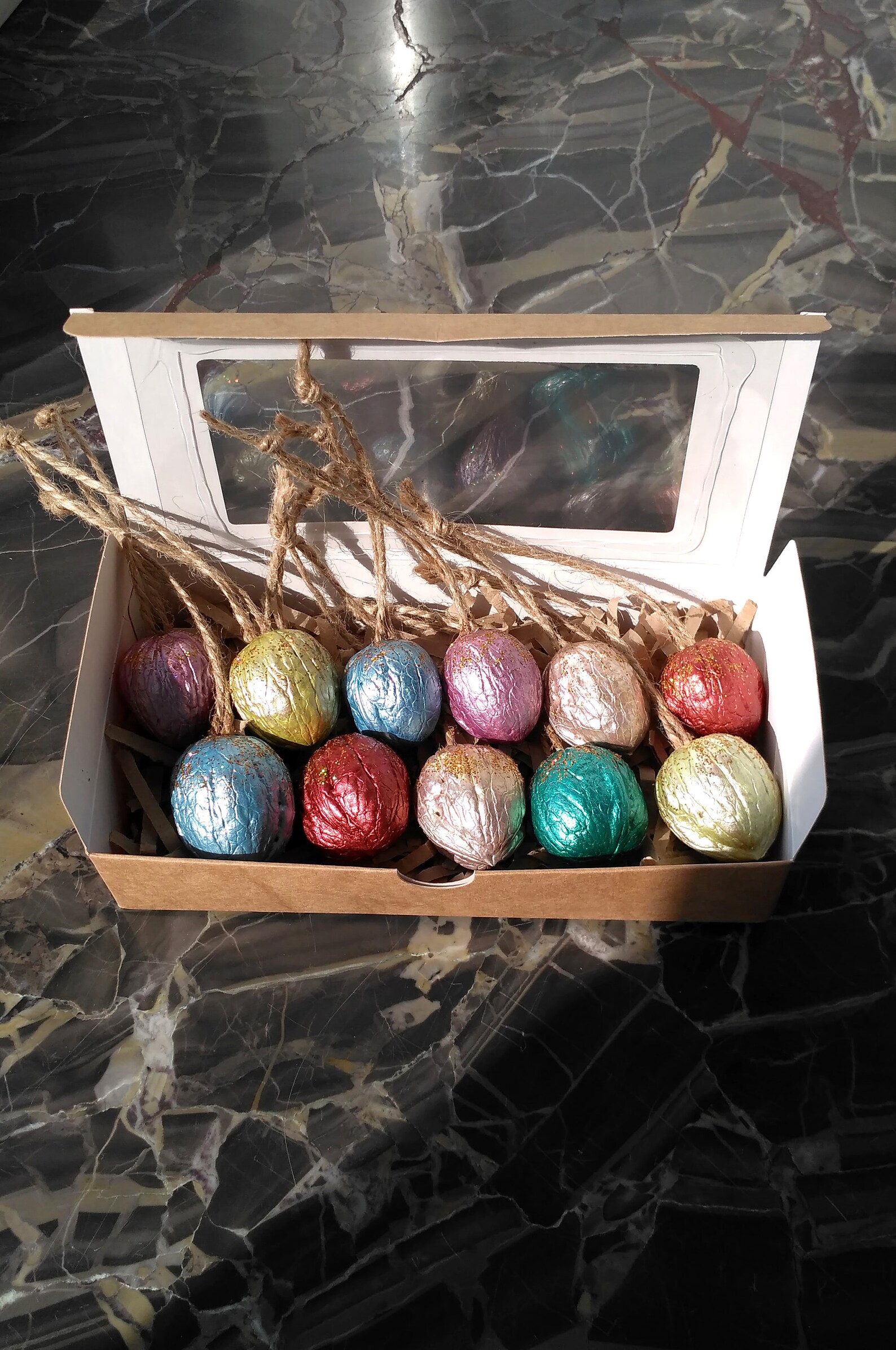 Walnut Ornaments Hand Painted Set of 10 Homemade Hanging - Etsy