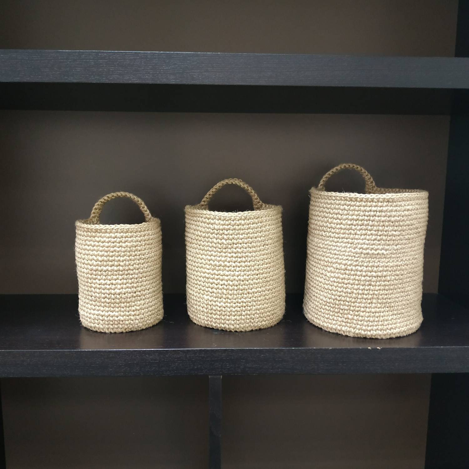 Wall hanging storage baskets Rustic jute storage basket Boho | Etsy