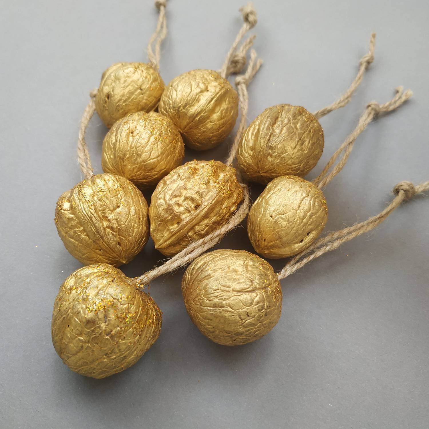 Walnut Ornaments Hand Painted Set of 10 Homemade Hanging Ornaments - Etsy