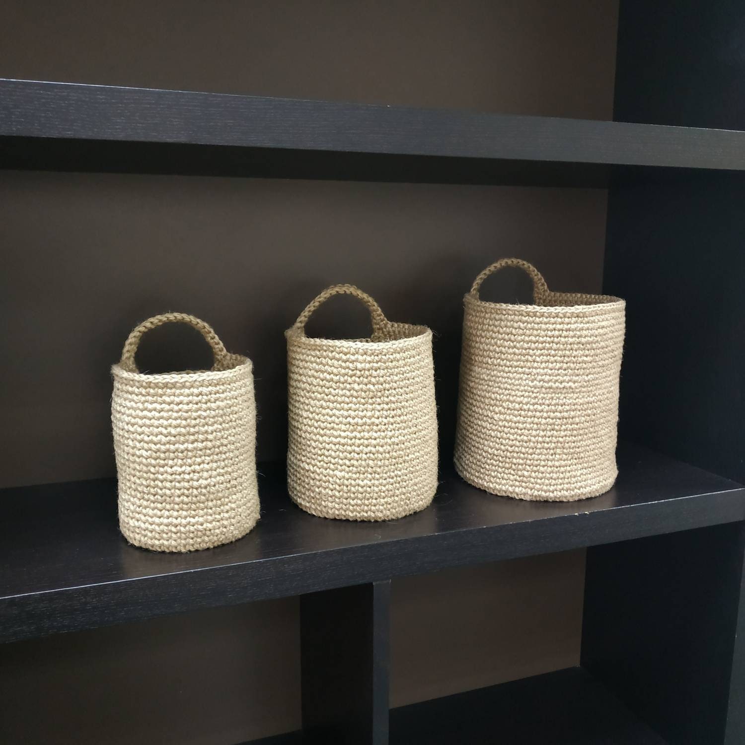 Wall hanging storage baskets Rustic jute storage basket Boho | Etsy