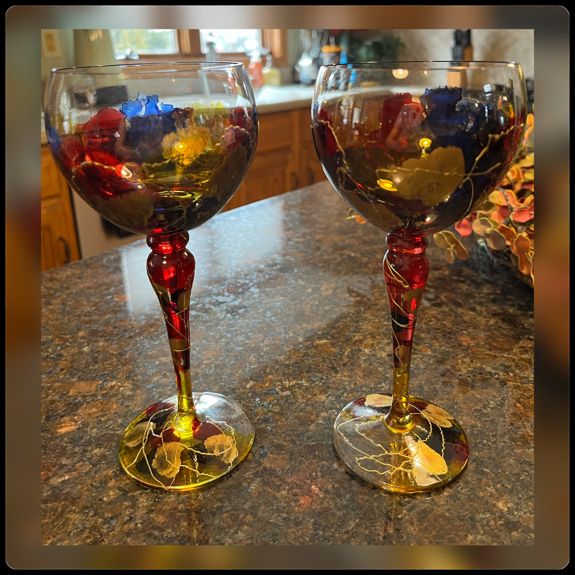 Vtg. Royal Danube-romanian Art Crystal Gold Splattered Wine Glasses-4 ...