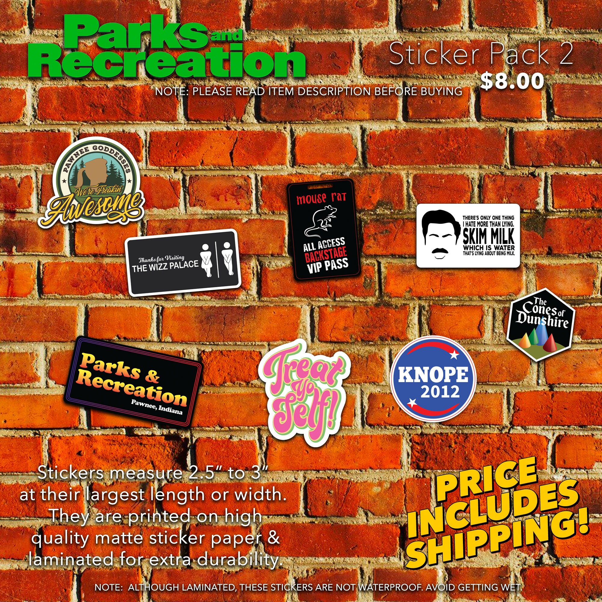 Parks and Recreation Sticker Pack 2 Stickers Glossy | Etsy