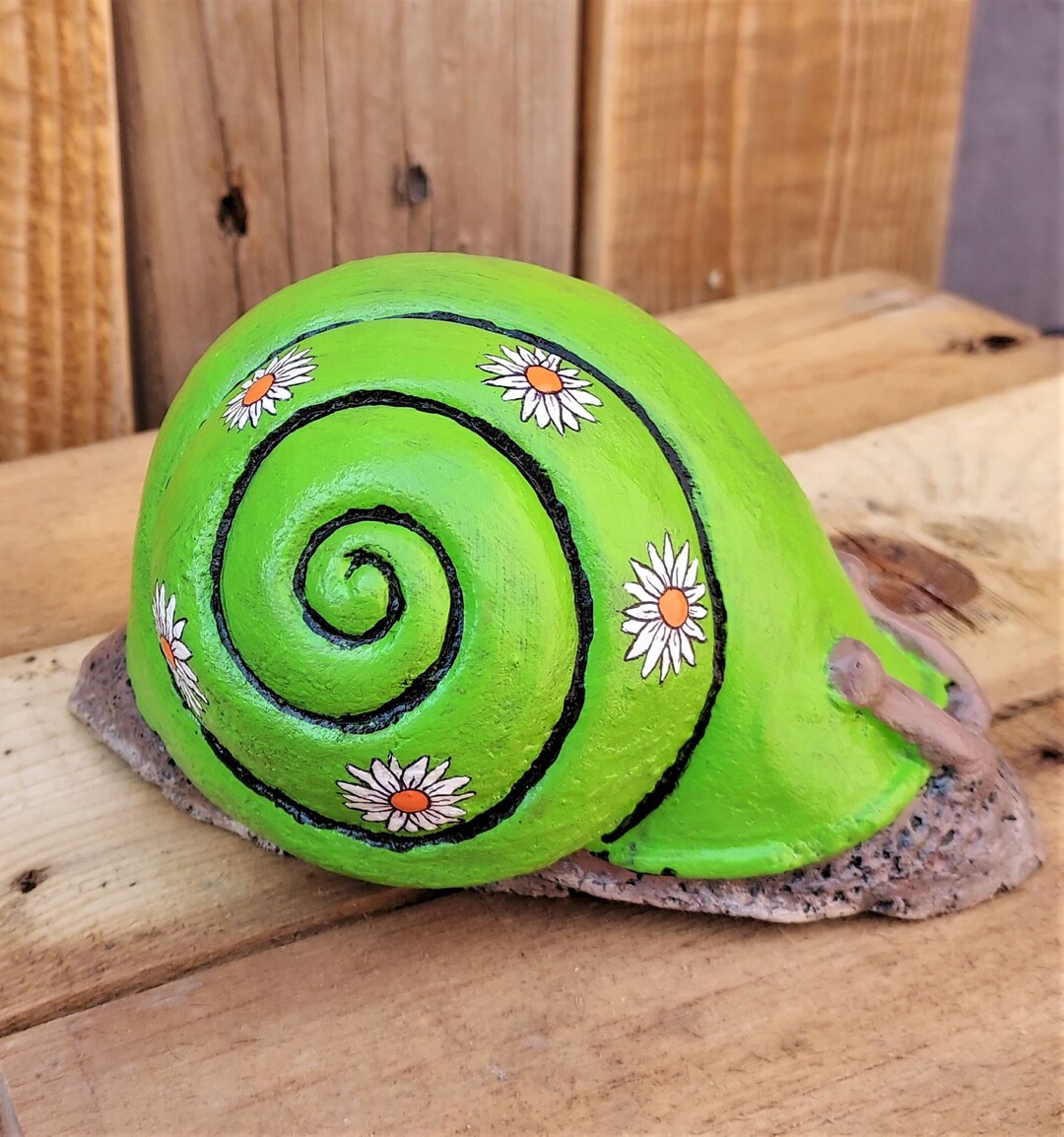 Concrete Snail Garden Statue. Handmade/painted. Lime Green - Etsy
