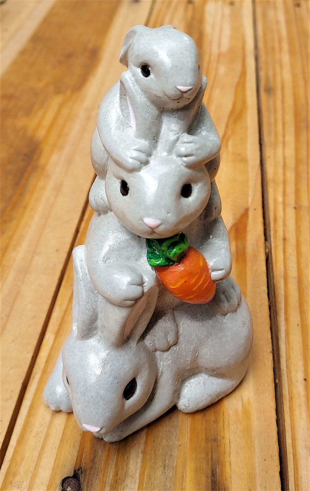 Bunny Rabbit Concrete Statue. Natural Stone Bunnies. Whimsical and ...