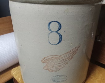 Antique Red Wing Stoneware Crock With Iron Handles, Large 4 Gallon ...
