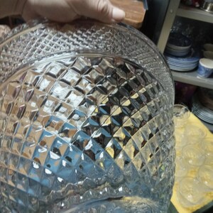 17 Piece Diamond Pattern Cut Glass Punch Bowl Set. - Etsy