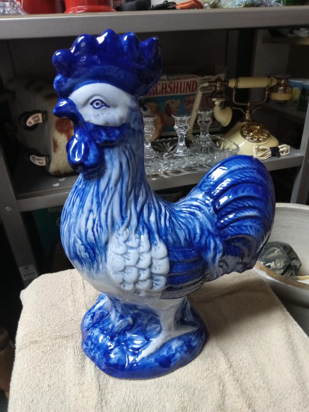 White and Cobalt Blue Rooster - Etsy
