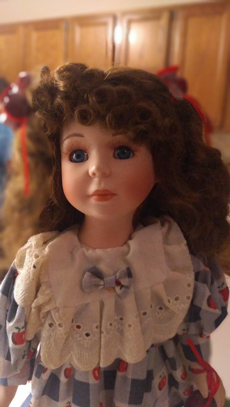 Porcelain Doll # 13 Apple Theme Doll From the 1980s. With Stand ...