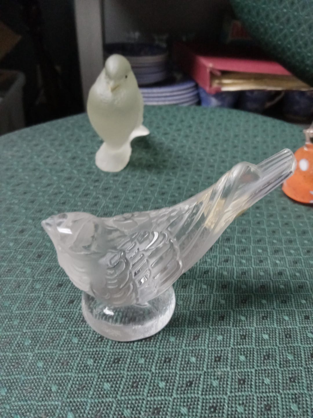 BAROLAC WEIL Frosted & Polished Art Glass Bird Figurine Czechoslovakia ...