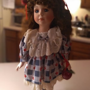 Porcelain Doll # 13 Apple Theme Doll From the 1980s. With Stand ...