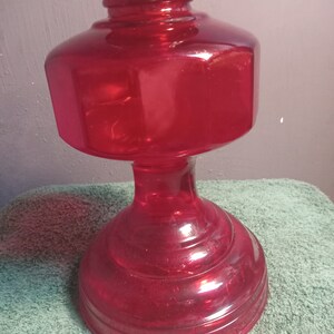 Ruby Red Oil Lamp With Queen Ann Burner - Etsy