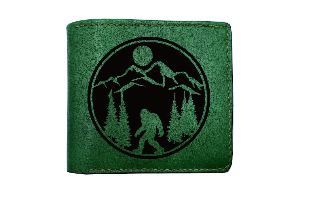 Handmade Bigfoot Leather Wallet, Mountain View, Yeti Gift - Etsy