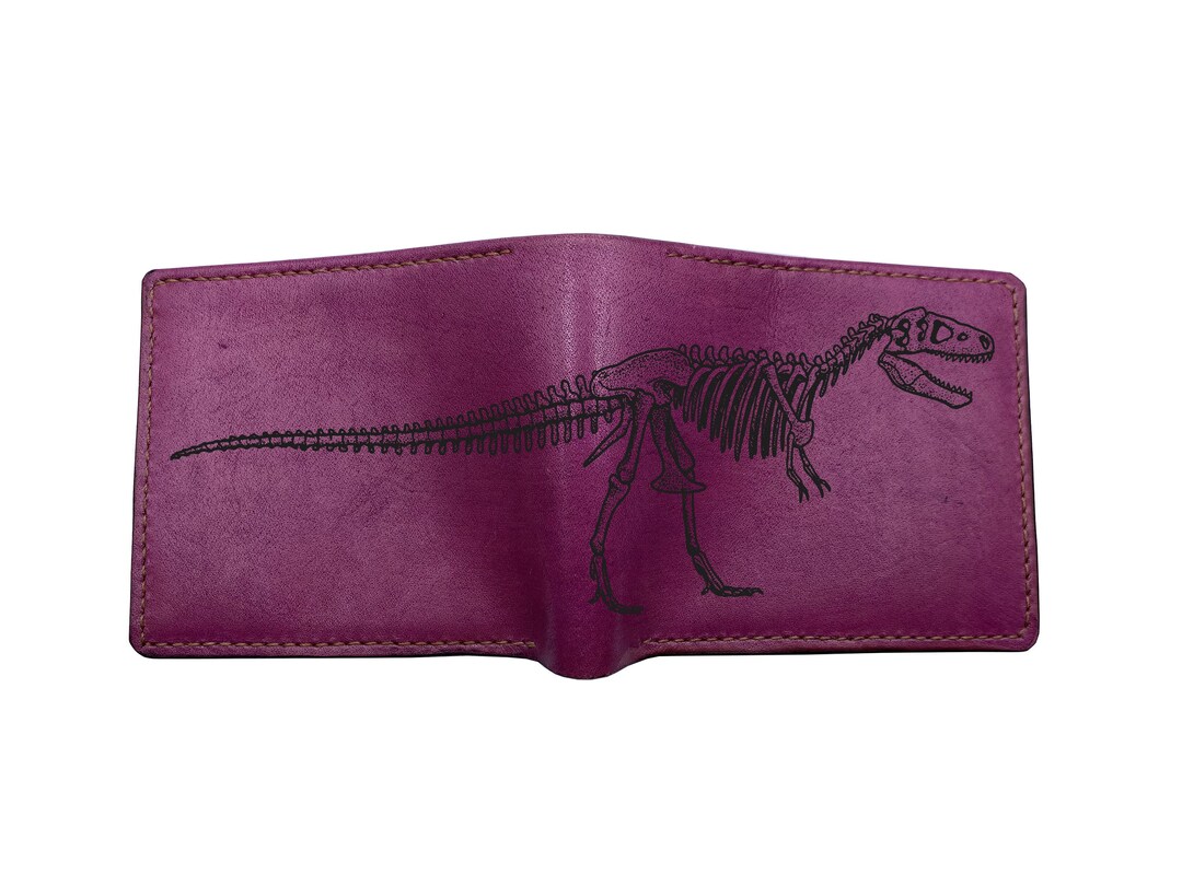 Raptor Skeleton Dinosaur Premium Leather Handmade Wallet, Jurassic Park ...