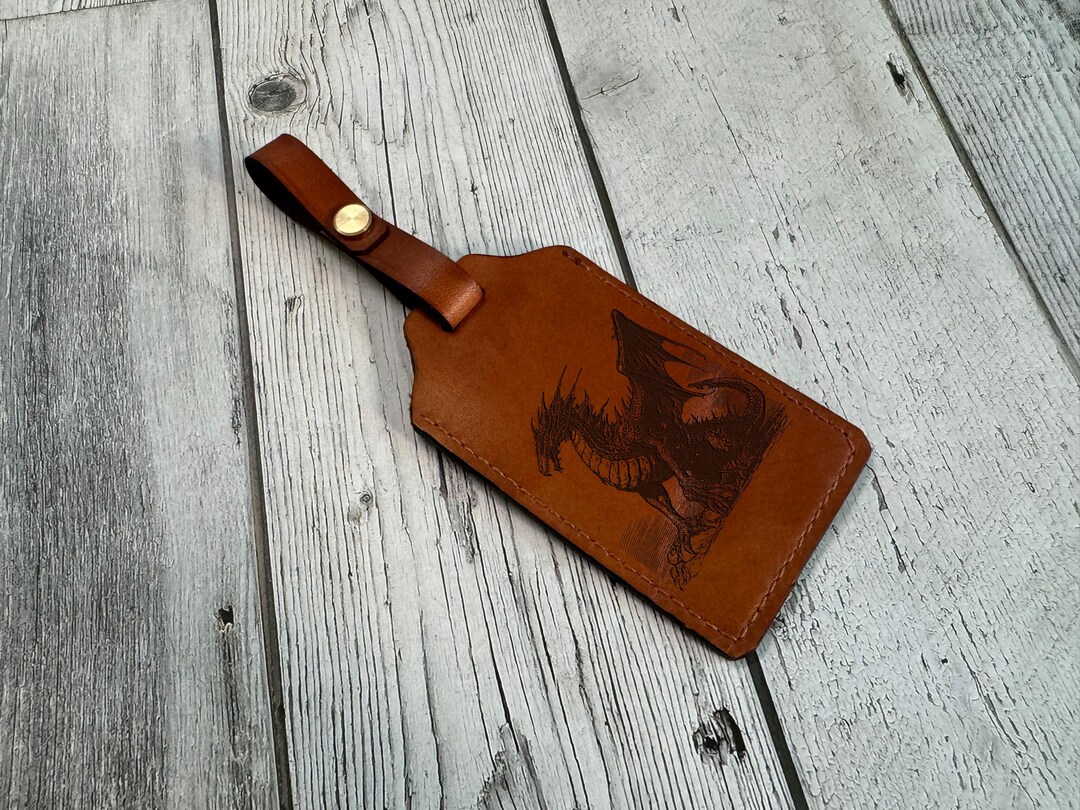 Exquisite Dragon Design Premium Leather Luggage Tag, Mythical Animal ...