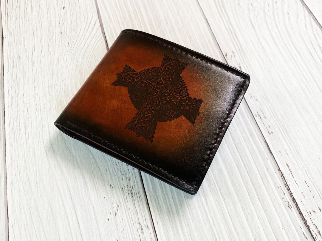 Celtic Cross Leather Wallet, Handmade Norse Rune Symbol Gift - Etsy