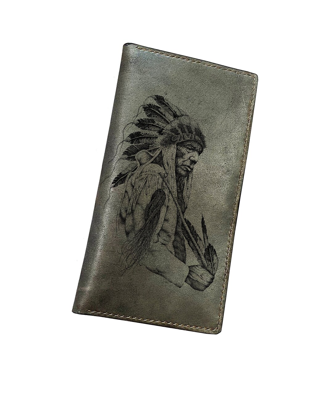 Native American Art Leather Wallet: Handmade Cowhide Men's Wallet - Etsy
