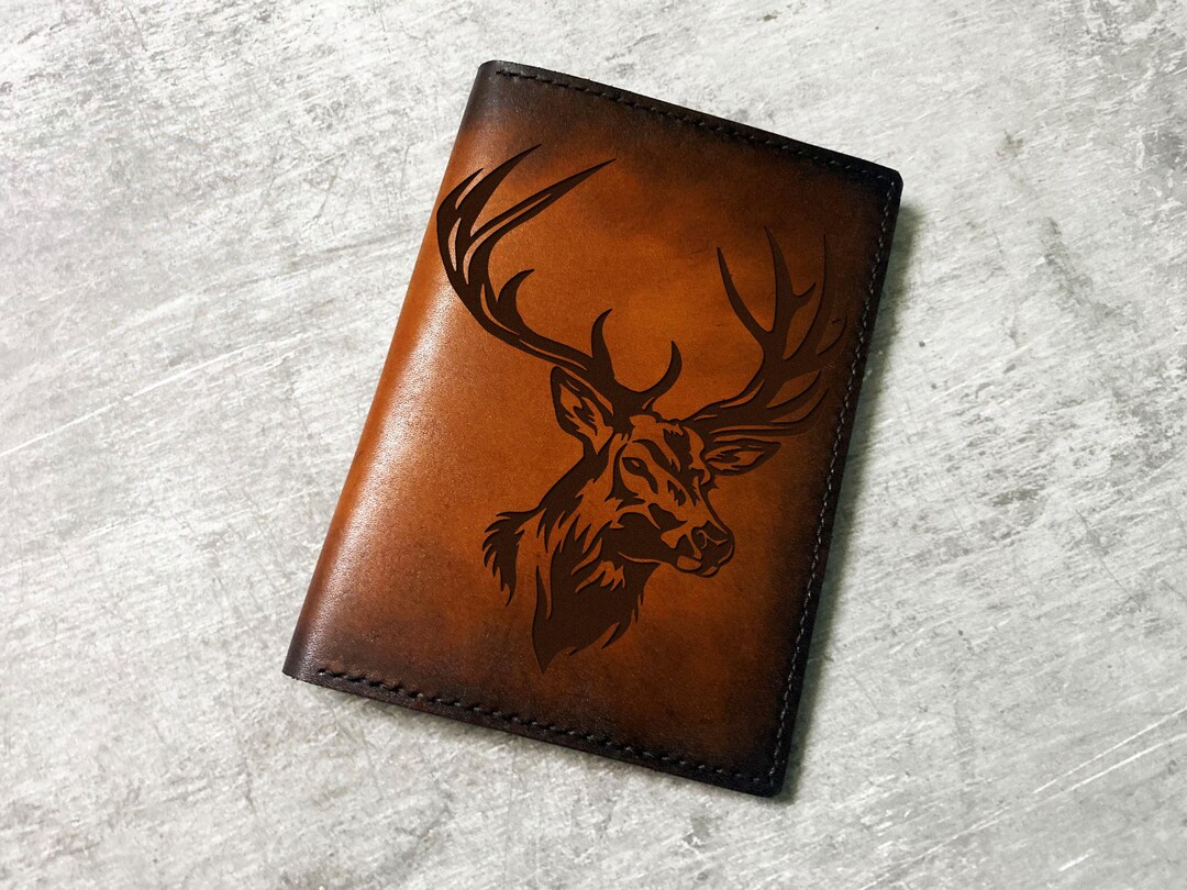 Deer Elk Head Premium Leather Wallet, Hunting Wallet Gift for Him ...