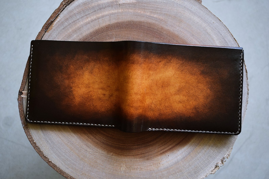 Handmade Patina Dyed Leather Wallet: Minimalist Gift - Etsy
