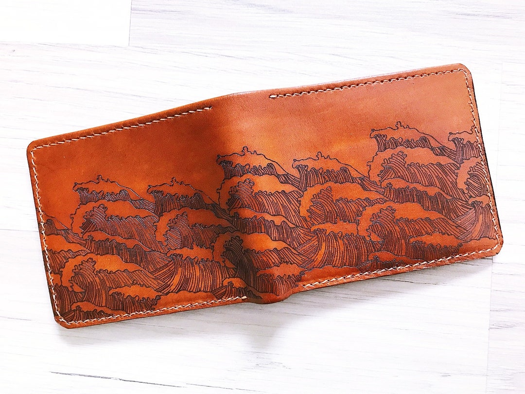 Hokusai Wave Leather Wallet: Japanese Art Genuine Leather - Etsy