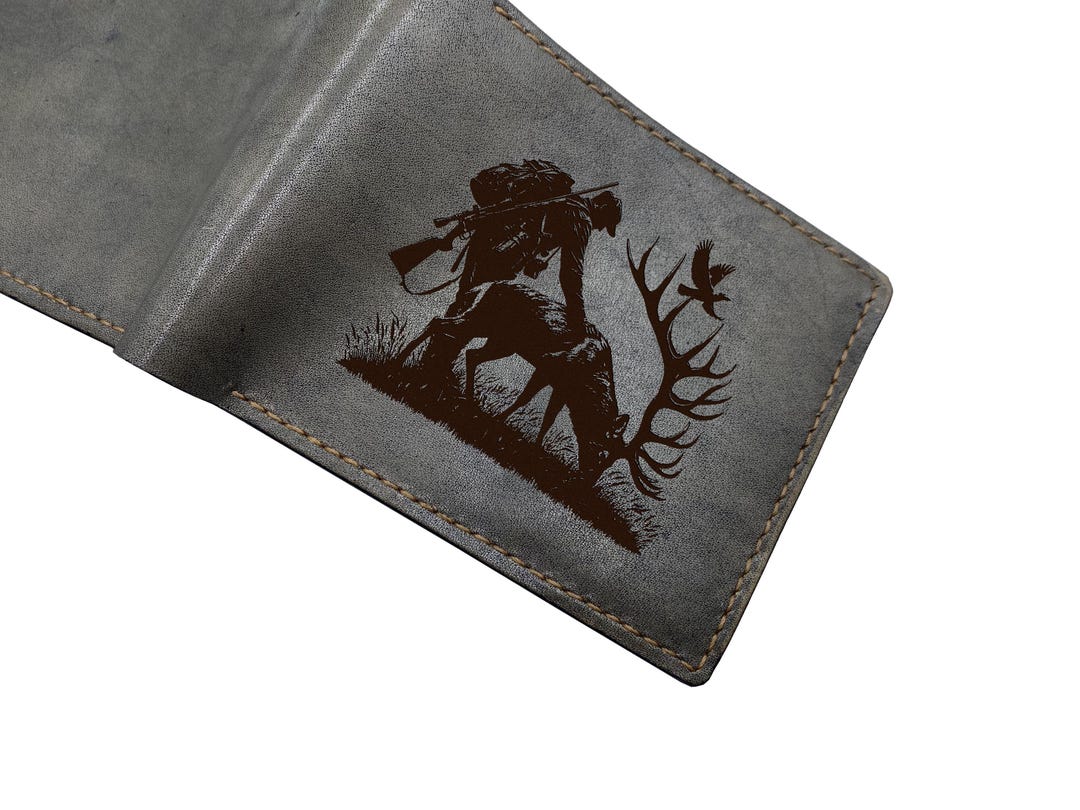 Deer Hunting Leather Wallet: Handmade Custom Engraved Gift - Etsy