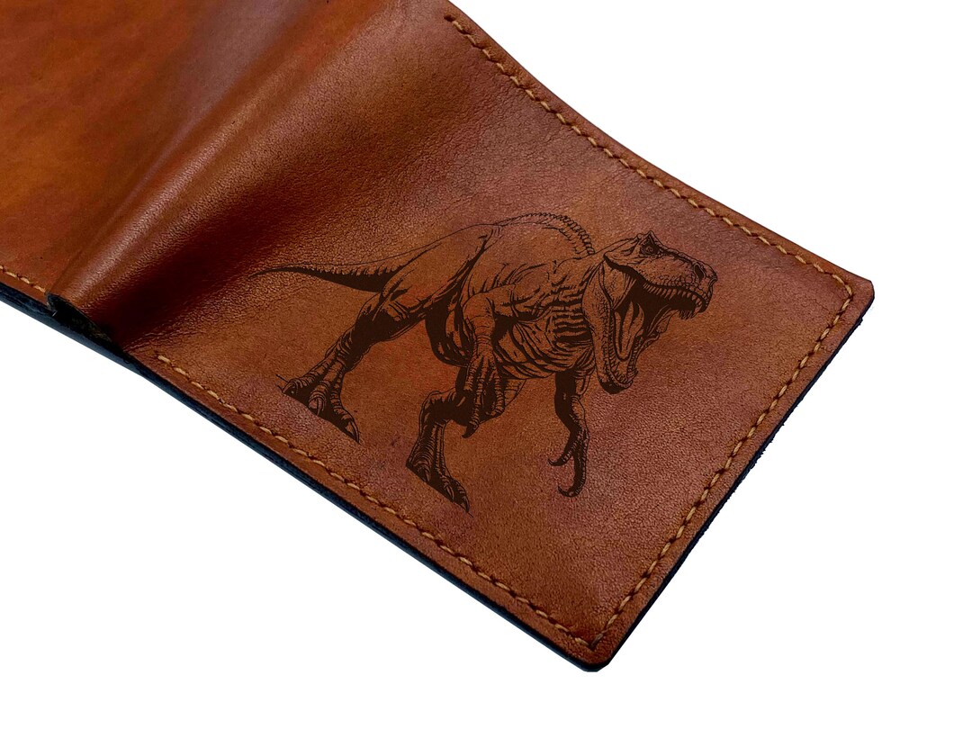 Handmade T-rex Leather Wallet, Dinosaur Art - Etsy