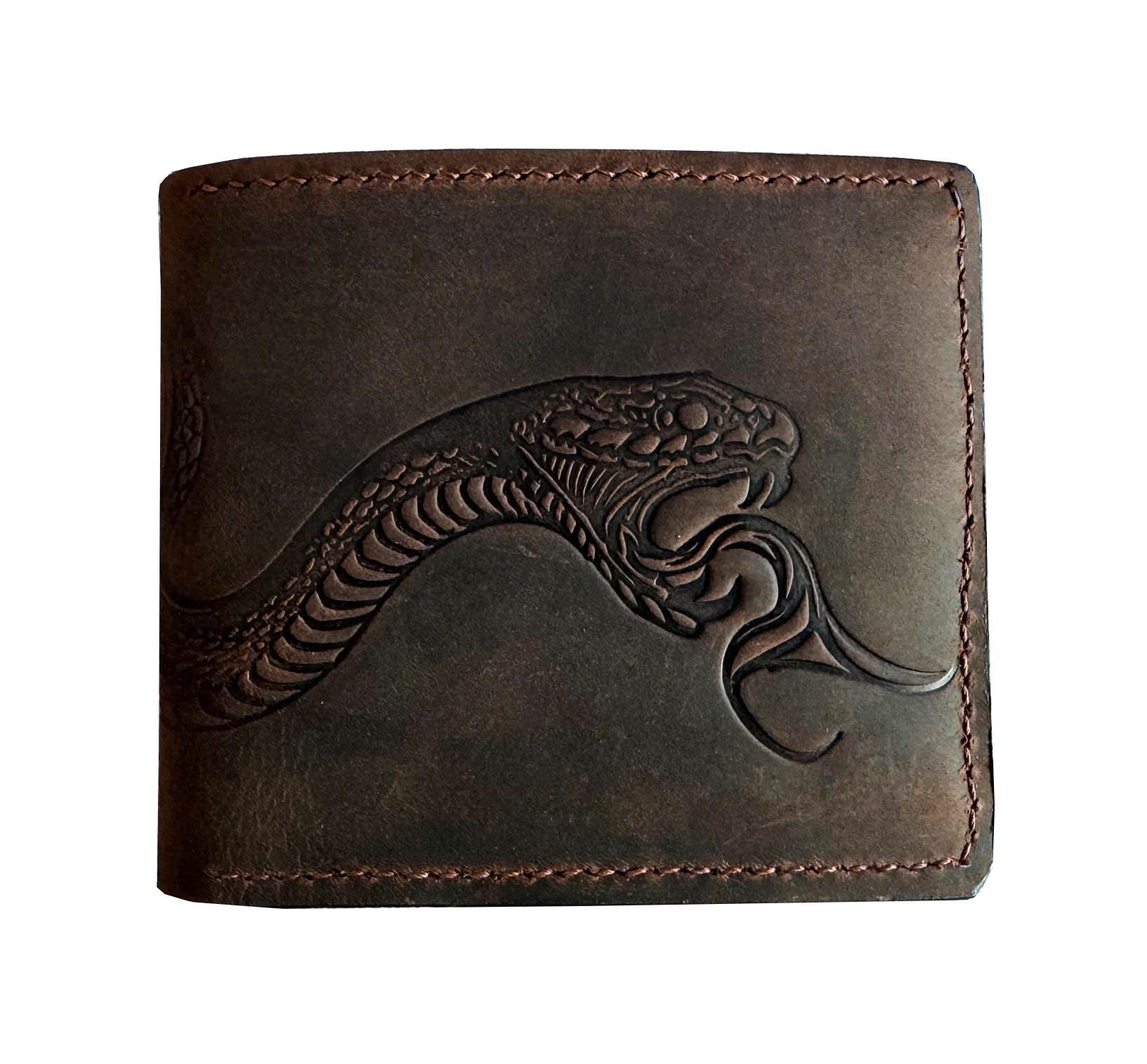 Handmade Snake Embossed Wax Leather Wallet - Etsy