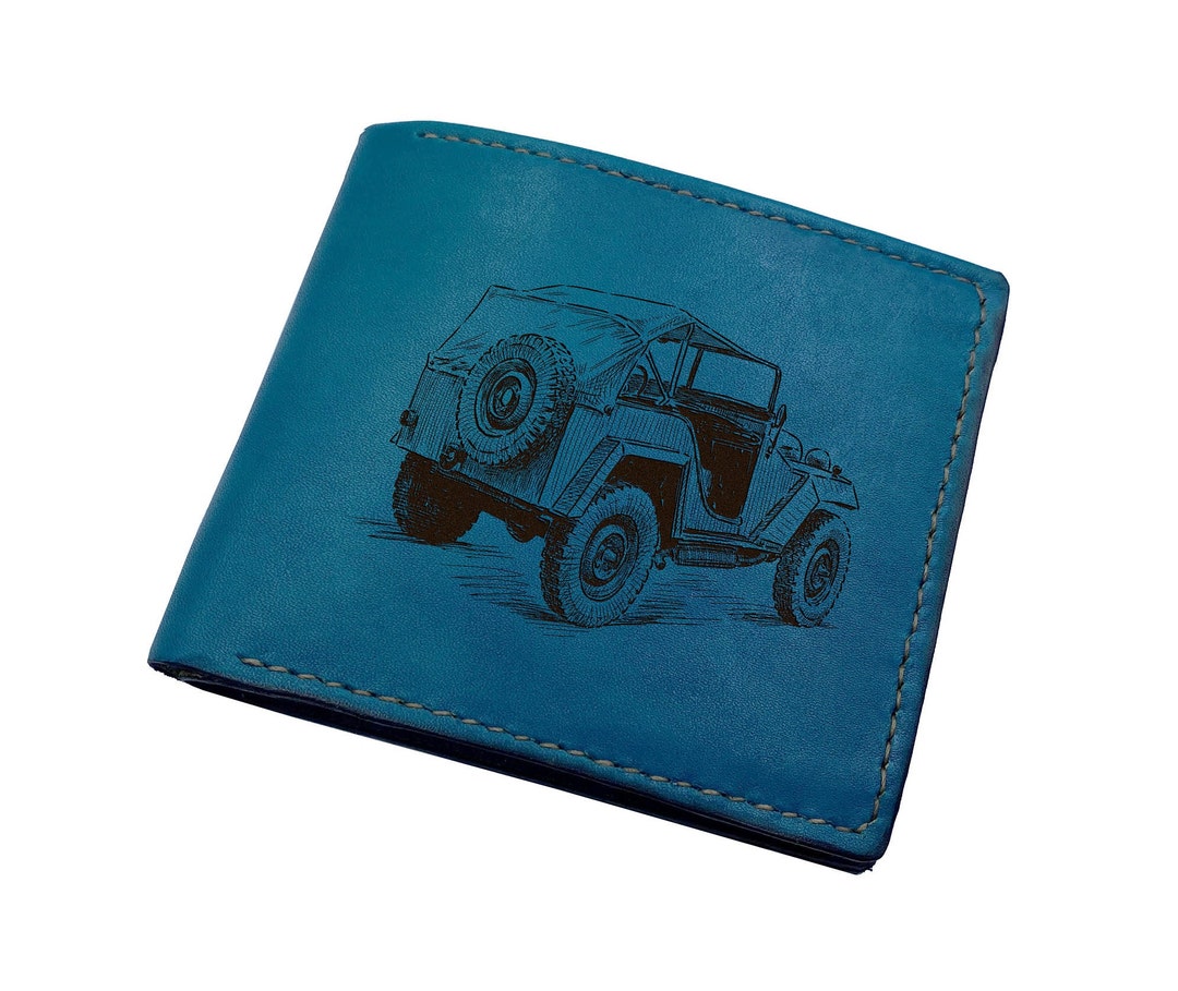 Handmade Leather Jeep Wallet: Classic Car Theme - Etsy