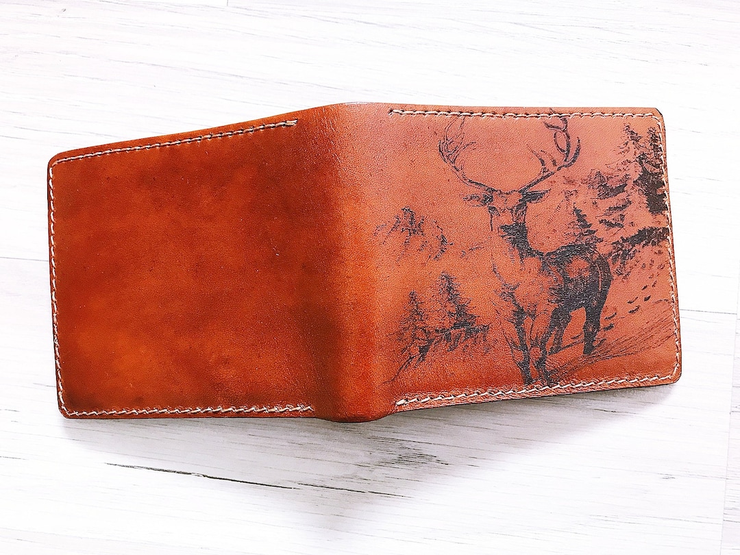 Deer Elk Premium Leather Wallet, Hunting Deer Wallet Gift for Him ...