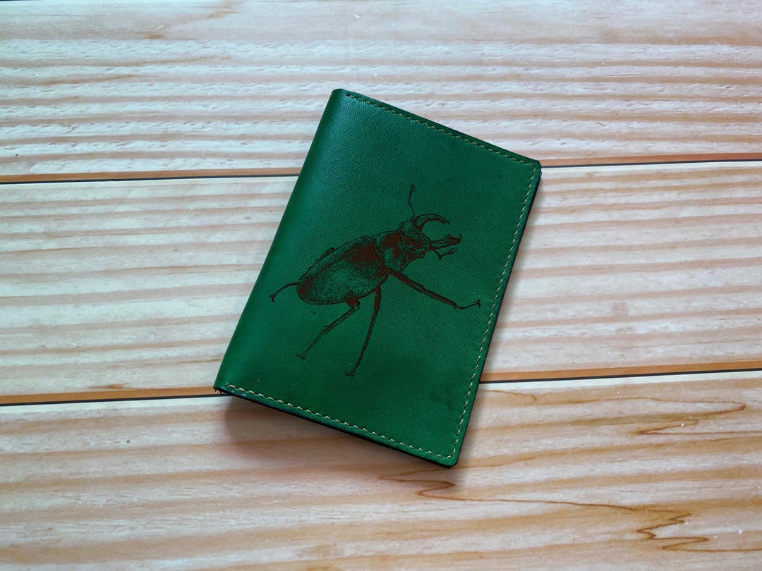 Stag Beetle Leather Men Wallet: Insect Custom Handmade Trifold Bi-fold ...