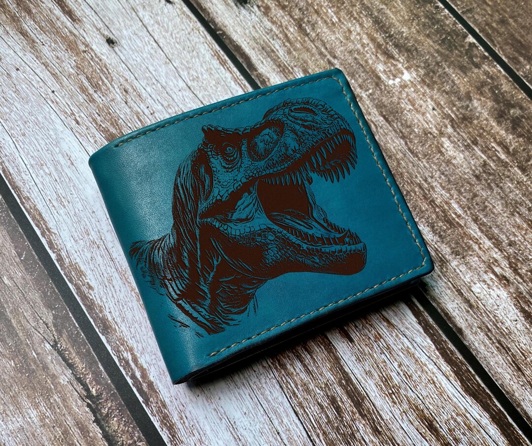 T-rex Head Art Leather Wallet: Handmade Dinosaur Gift - Etsy