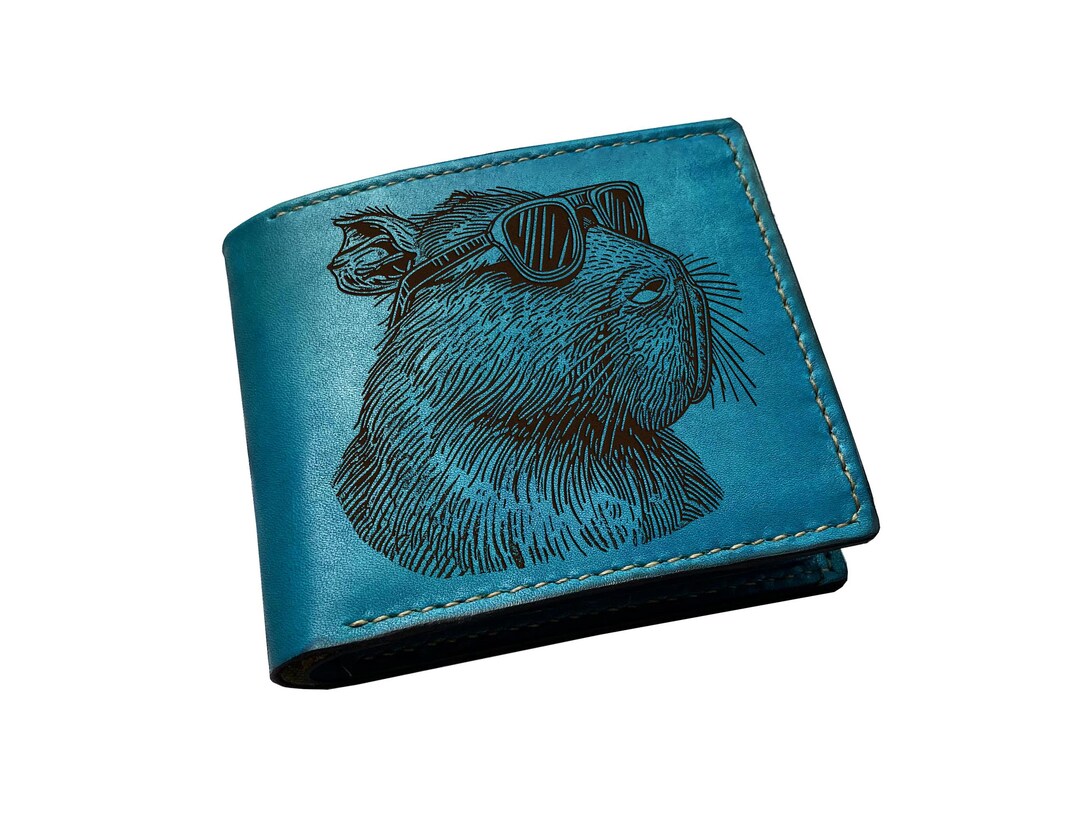 Super Cute Capybara Premium Leather Wallet, Capybara With Sunglasses ...