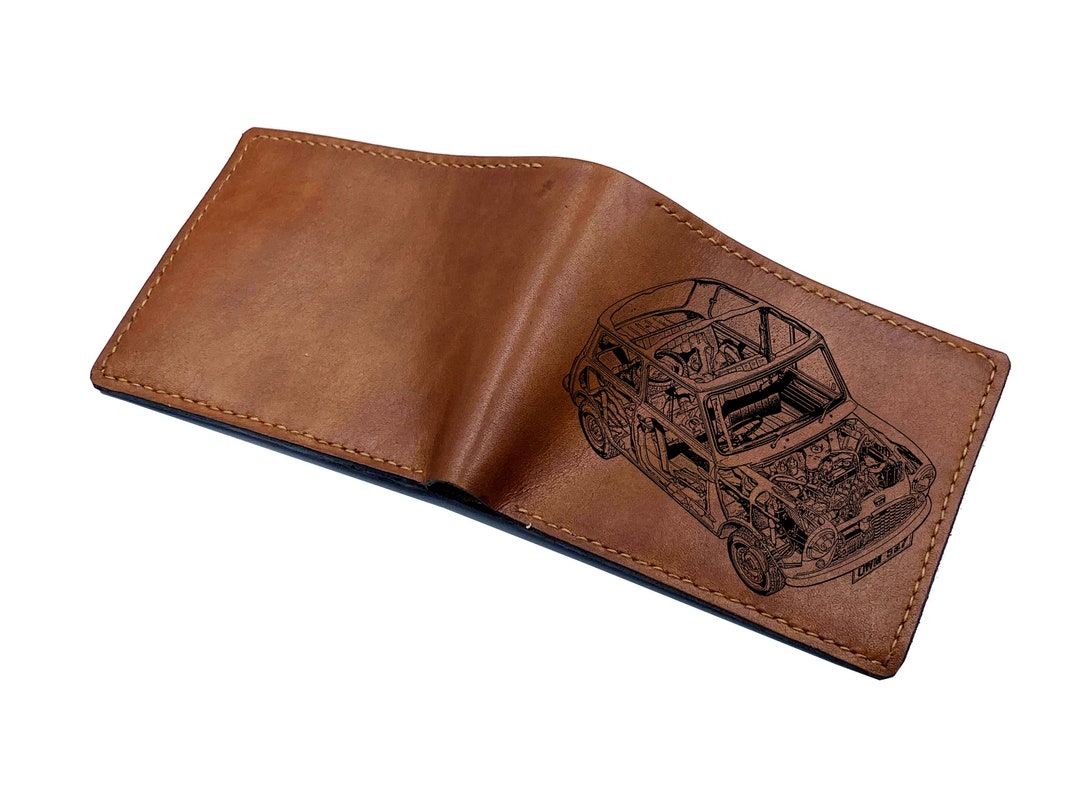 Austin Mini Cooper Leather Wallet: Mechanic Gift, Car Cutaway Design - Etsy