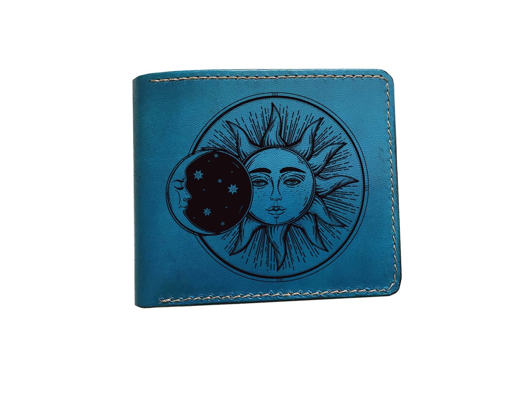 Sun and Moon Customized Leather Wallet, Romantic Solar System Wallet ...