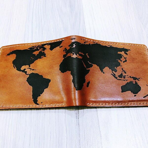 World Map Wallet - Etsy