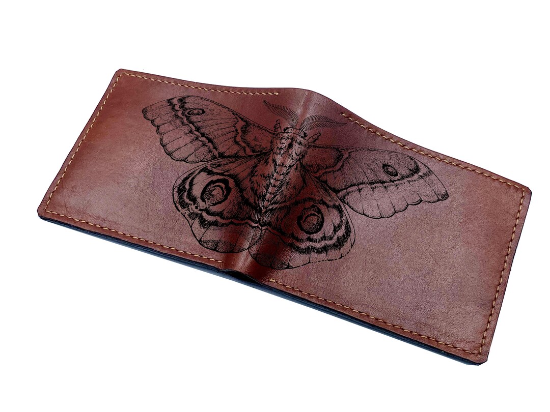 Butterfly Leather Wallet: Handmade Insect Engraved Cowhide - Etsy