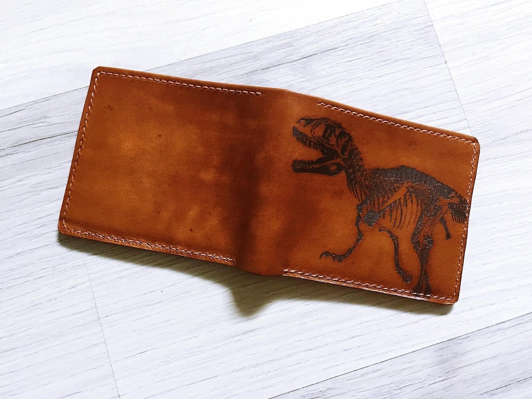 T-rex Fossil Leather Wallet: Handmade Dinosaur Gift - Etsy